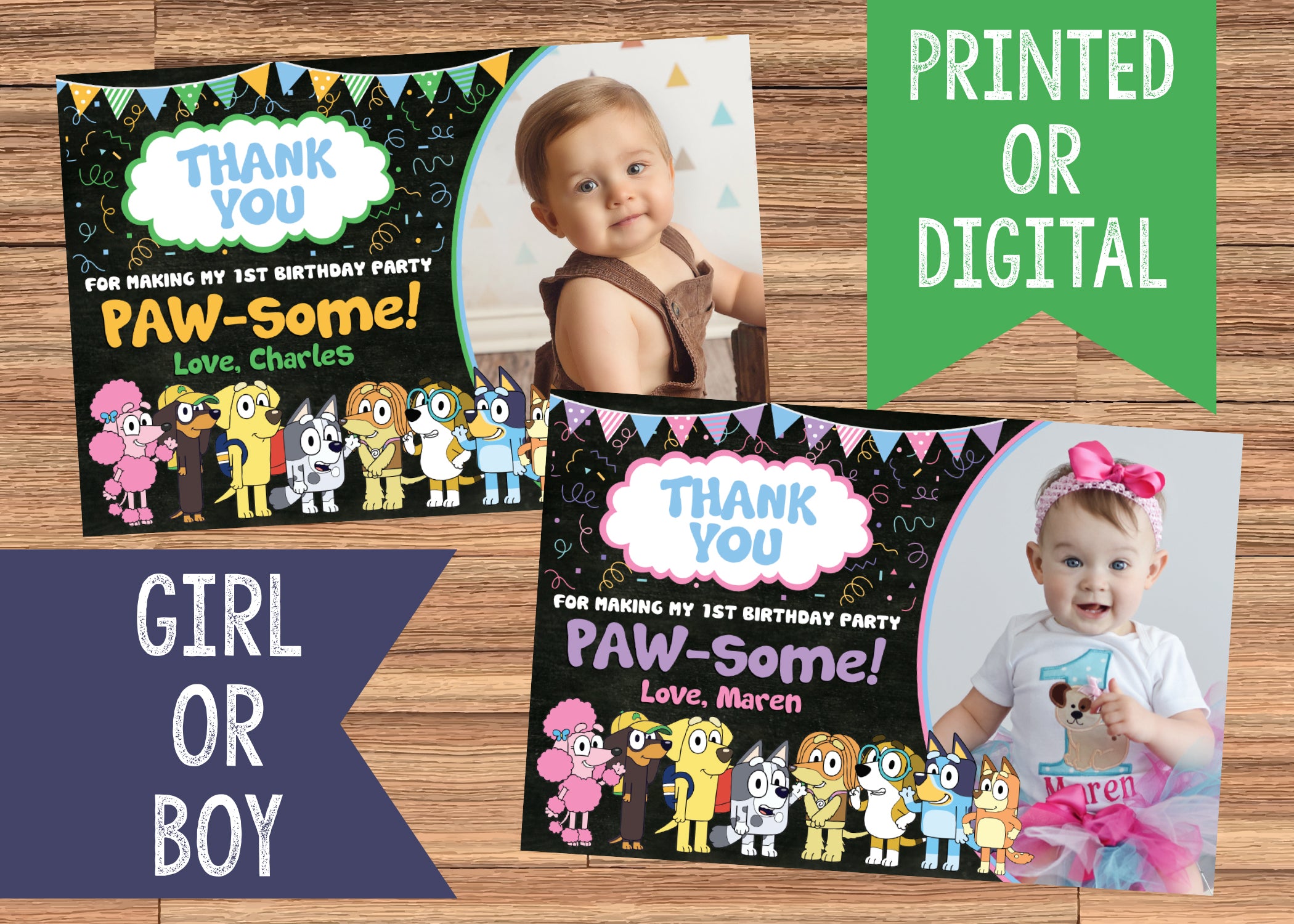 BLUEY Thank You Card - Printed or Digital File! Bluey and Friends ...