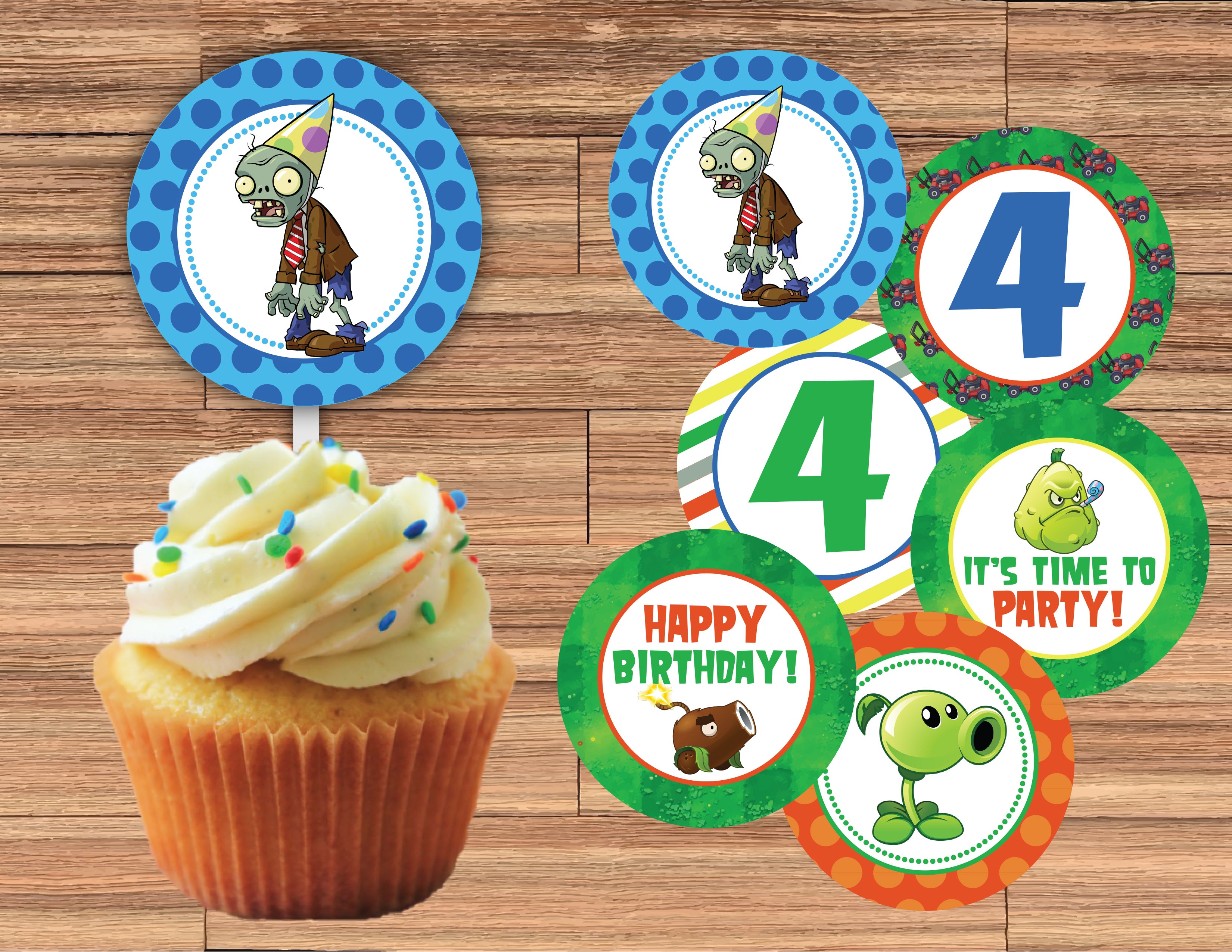 Plants Vszombies Cupcake Toppers Bookworm Printable Cupcake Toppers